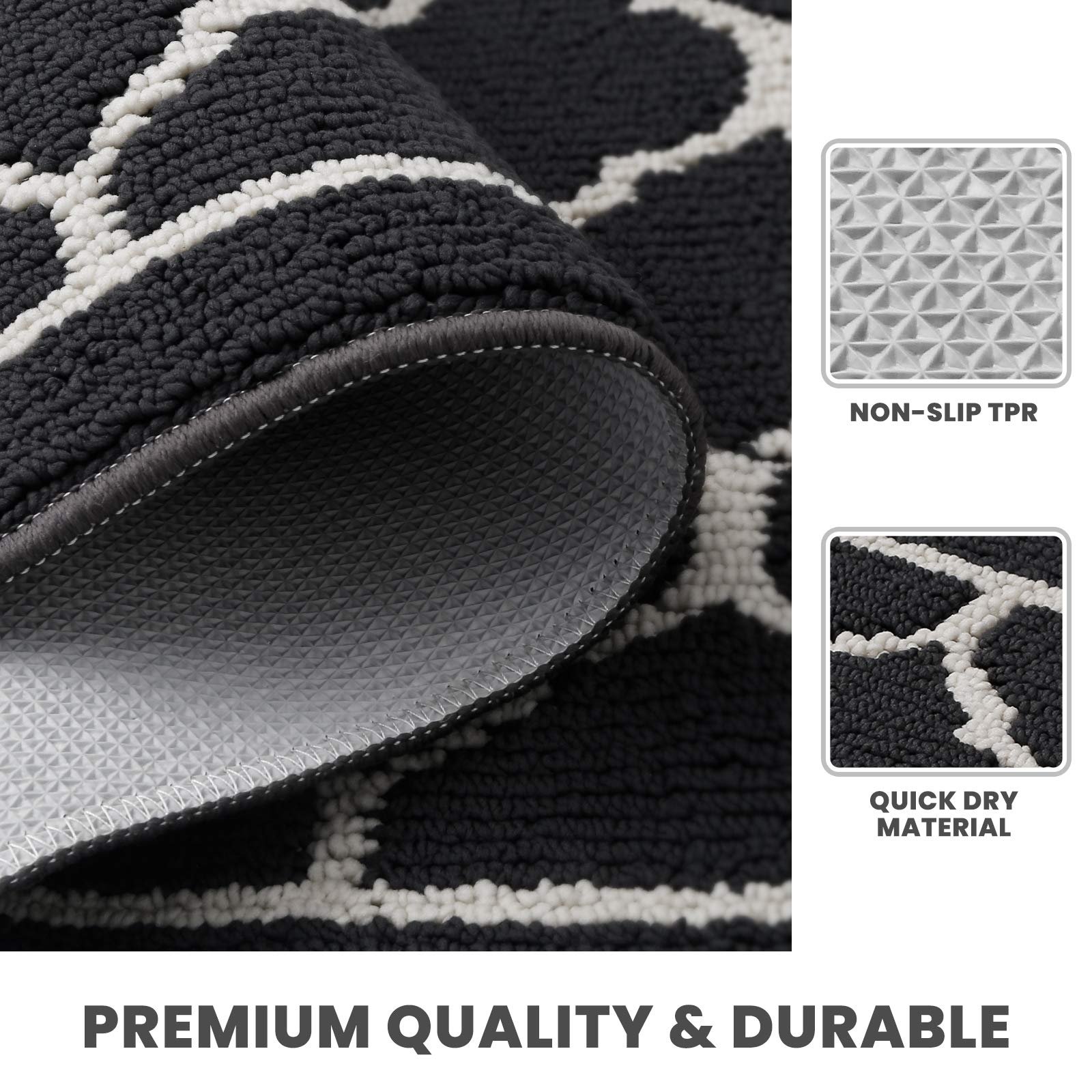 HappyTrends Door Mat Indoor Outdoor Entryway Welcome Mat, Super Absorbent Non Slip Rubber Doormat Front Back Low Profile Door Rug, Resist Dirt Floor Mat(20"x32",Black)