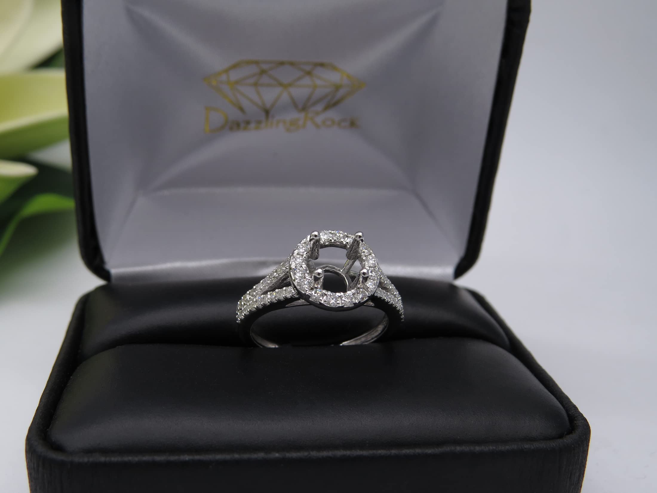 Dazzlingrock Collection 0.45 Carat (ctw) Round White Diamond Split Shank Semi Mount Engagement Ring for Her in 14K White Gold Size 5.5