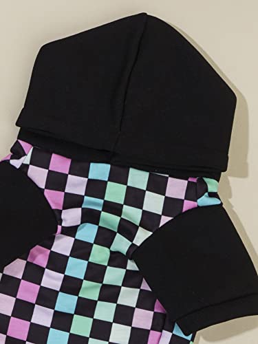 QWINEE Dog Hoodie Pet Clothes Checkered Cold Weather Clothes Winter Sweatshirt for Cat Puppy Small Medium Dogs Kitten Multicolor L