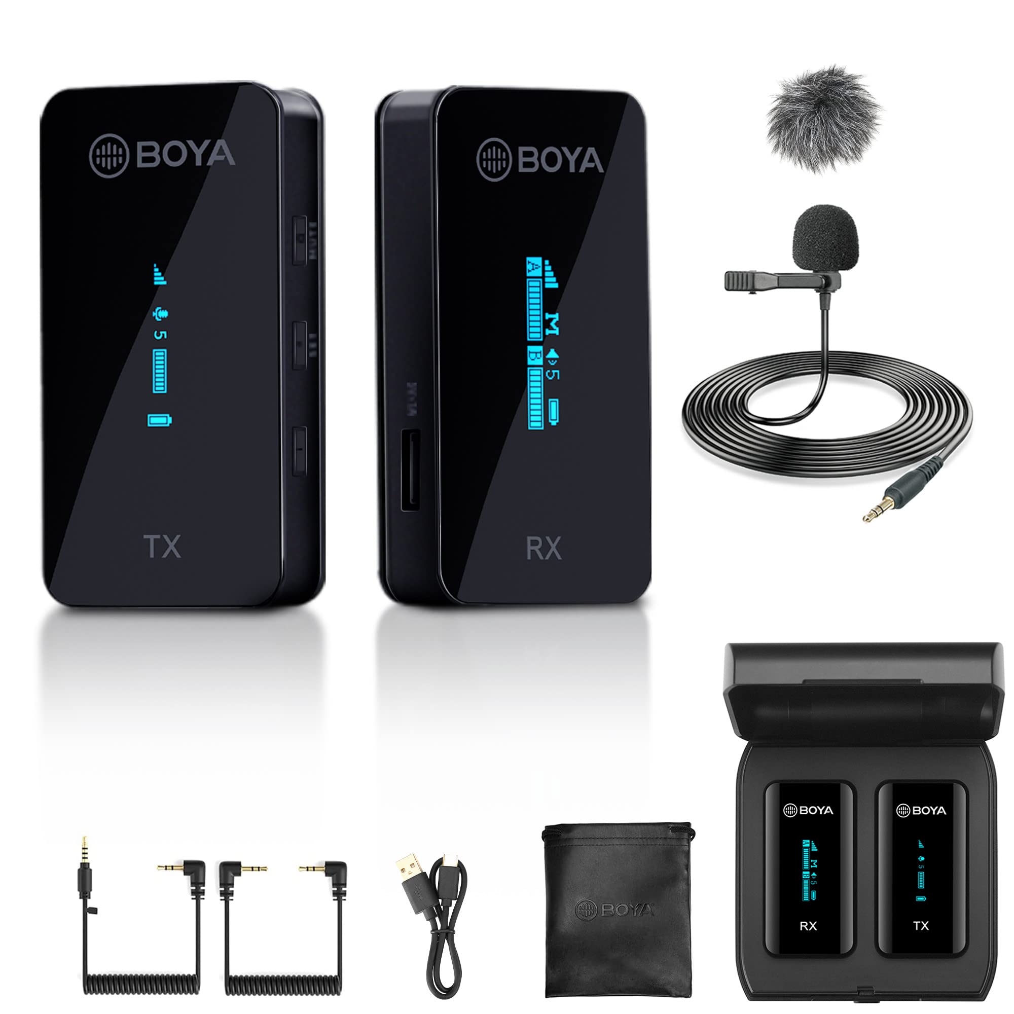 Dual Wireless microphone,BOYA BY-XM6 K2 With Charging Case Professional Lapel Mic with 1 Receiver and 2 Transmitters For Cameras Camcorders Smartphones Vlog YouTube TikTok Live Stream Video Recording
