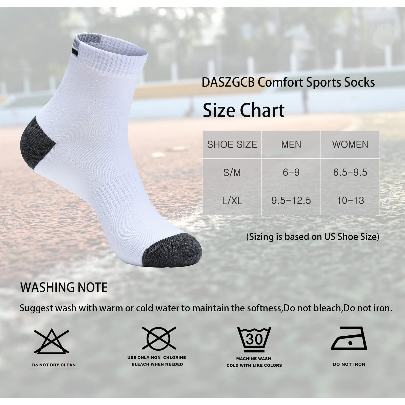 DASZGCB Summer Half Lightweight Athletic Socks,Quarter Running Sports Ankle Cotton Socks,White 6 pairs