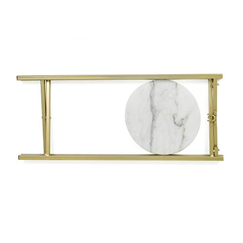 Urban Shop White Marble Collapsible Side Accent Drink Table with Gold Metal Legs, β8.5 in x 8.5 in x 22.5 in