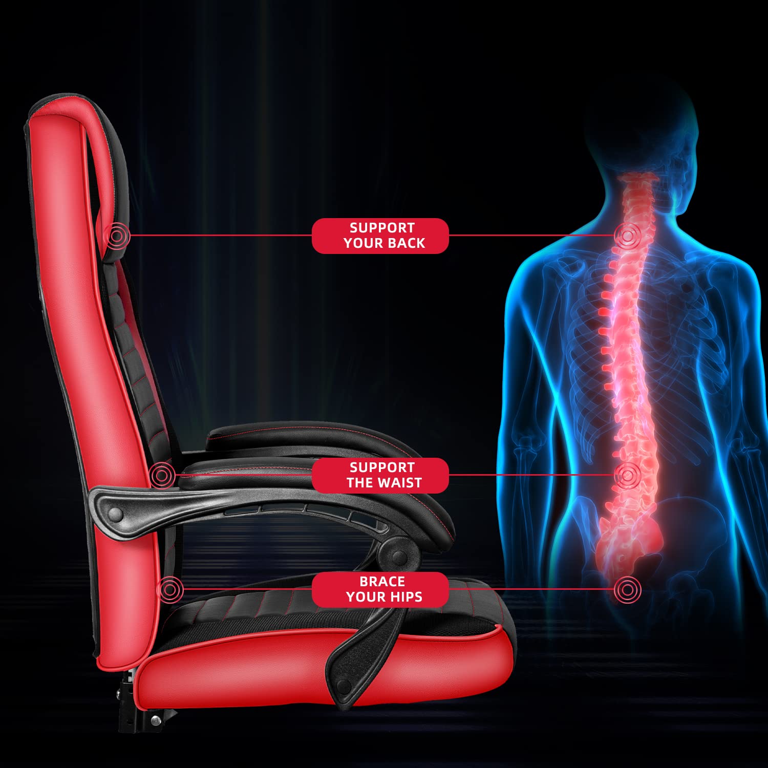 DualThunder Gaming Chairs, Home Office Desk Chairs Clearance, Comfortable Cheap Gaming Office Chairs, Computer Chairs Video Game Chairs, Gaming Chairs for Teens Gamer, Swivel Rolling Chairs, Red