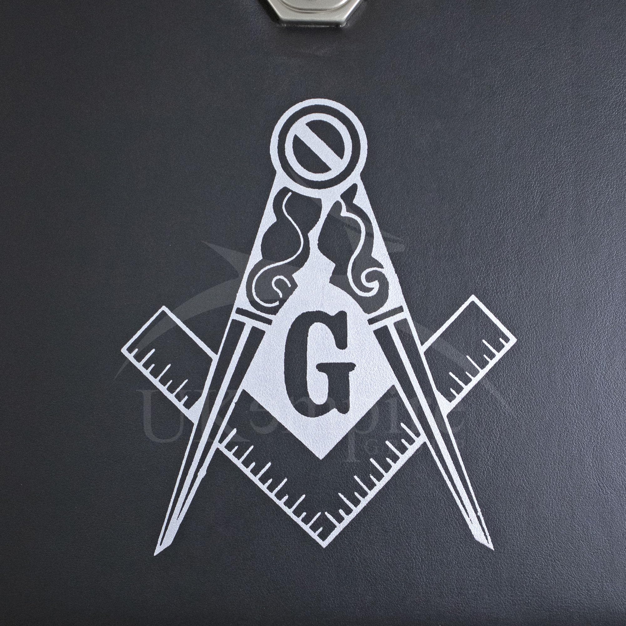 Masonic Apron Case Leather Master Mason (Printed) MM, Provincial Size | Freemason Carrying Bags (Gold)