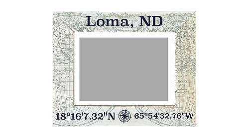 R and R Imports Loma North Dakota Souvenir Wooden Photo Frame Compass Coordinates Design Matted to 4 x 6
