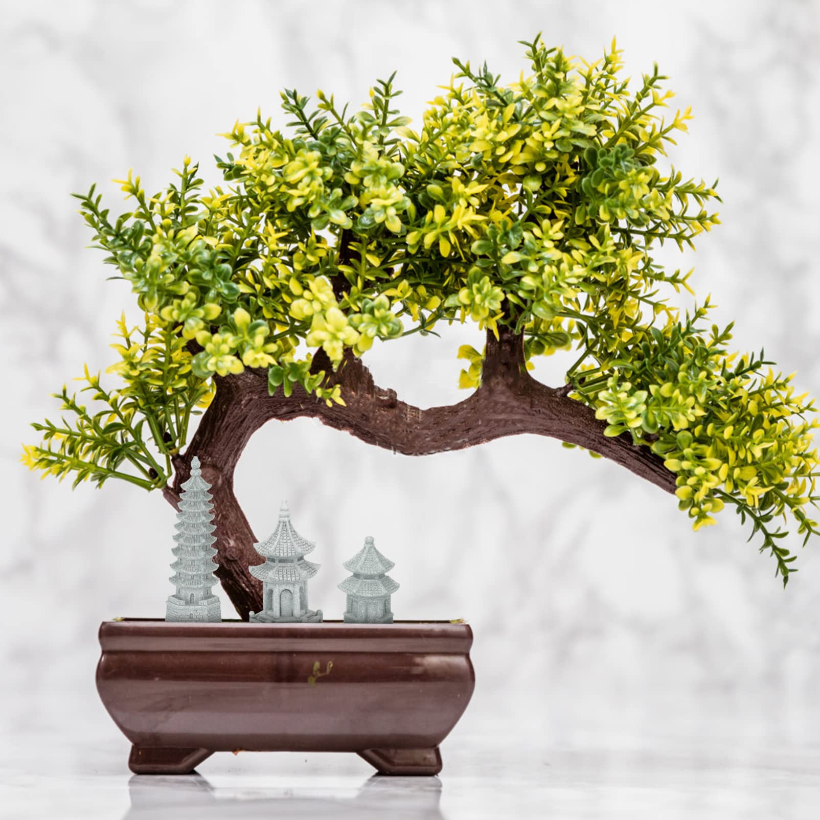 Happyyami Concrete Decoration 3pcs Pagoda Statue Model Miniature Appendix Concrete Micro Landscape Decoration