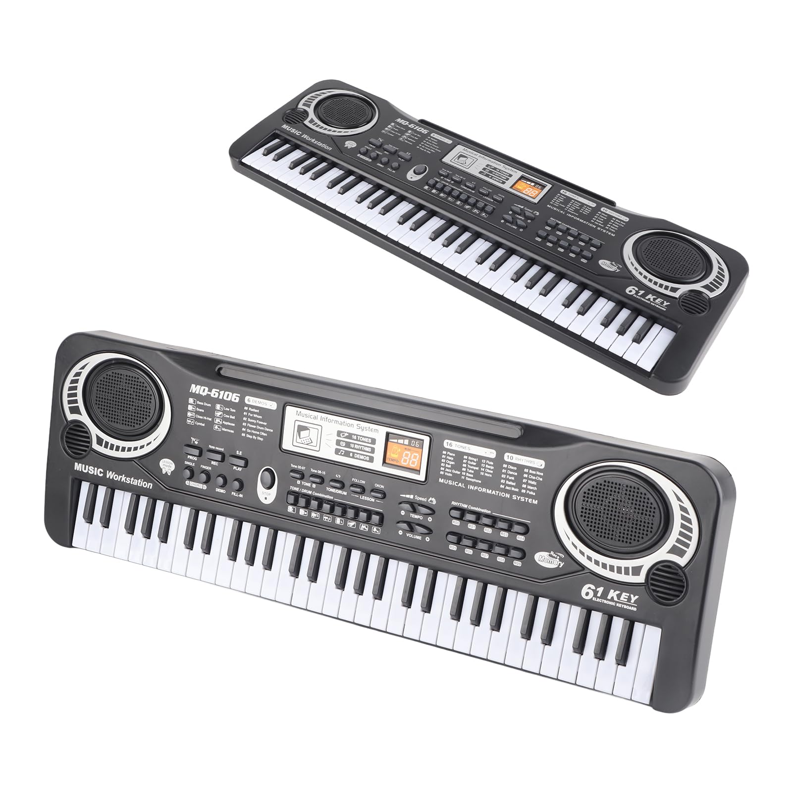 Electronic Keyboard Piano, Portable 61-Key Electric Digital Piano With Microphone, USB Cable, US Plug Charger Piano Keyboard