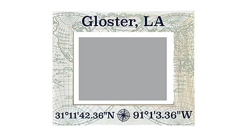 R and R Imports Gloster Louisiana Souvenir Wooden Photo Frame Compass Coordinates Design Matted to 4 x 6