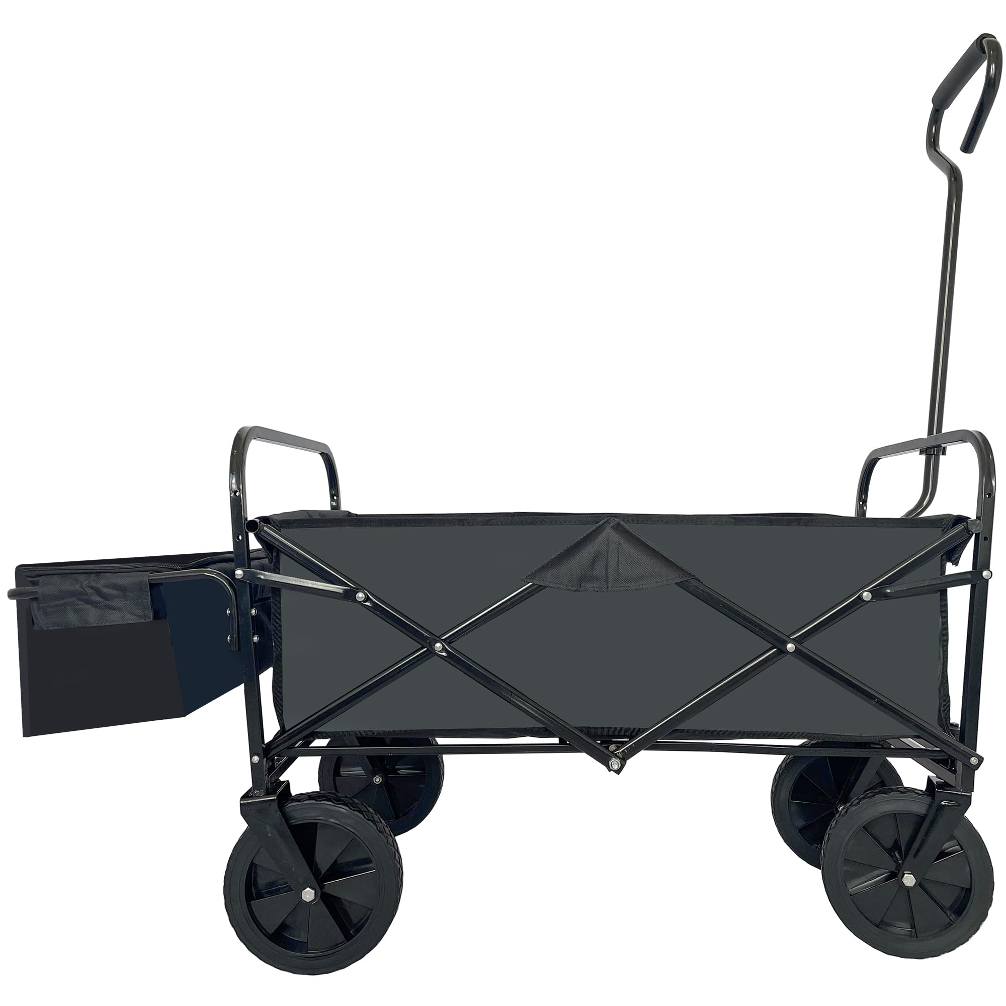 Collapsible Foldable Beach Wagon Carts with 360° Rotating Wheels for All Terrain, Utility Small Heavy Duty Wagon with 270LBS Capacity for Grocery, Sand, Garden, Outdoor, Camping (Antique Black)
