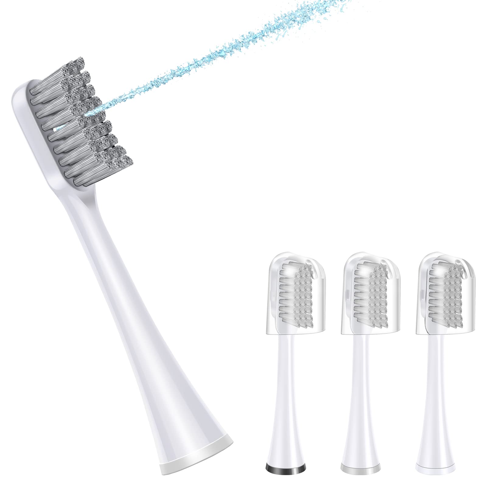 Flossing Tooth-Brush Head Replacements for BY BARNEY Electric Sonic Toothbrush and Water Flosser Combo,Compitable with Professional Flossing Toothbrush(Full Size, White)