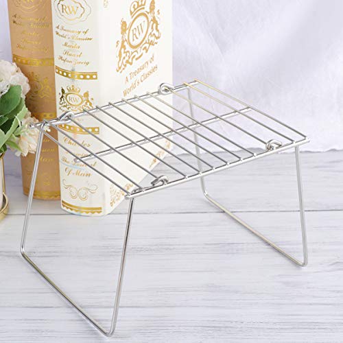 Happyyami Grill Cooling Rack BBQ Wire mesh BBQ Burning Stove Charcoal Grill Rack Baking Cooling Racks Grill Grid BBQ Grill Racks Table top Grill Mini BBQ Tools Travel Ultra Light Steel Wire