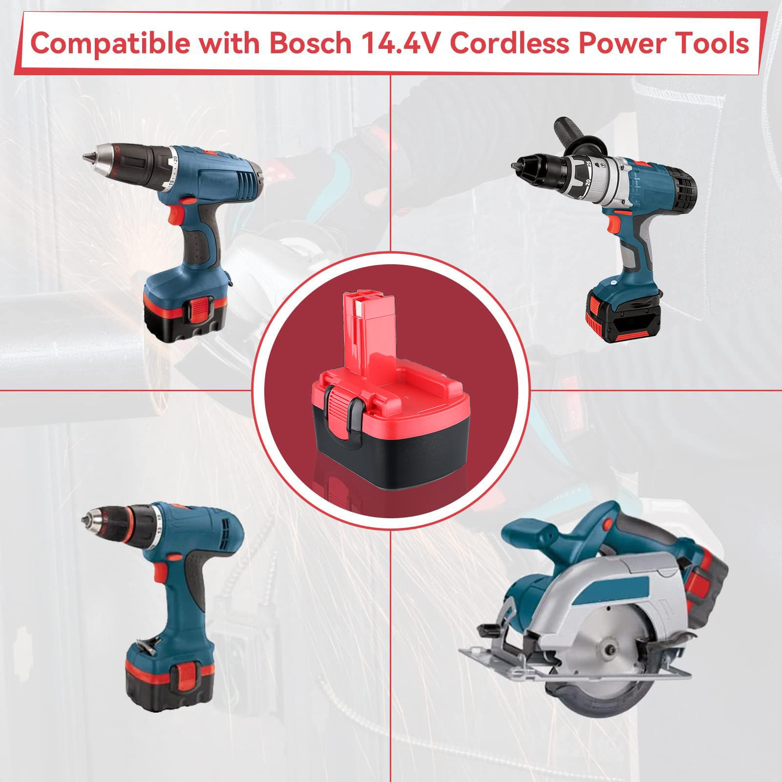 VANON 2Pack 14.4V 3.6Ah BAT140 Ni-MH for Bosch 14.4V Battery BAT038 BAT040 BAT041 BAT159 Compatible with Bosch 14.4V Cordless Power Tools