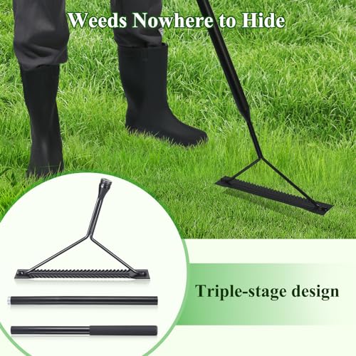 DACK 43" Weed Grass Cutter with Double-Edged Serrated Sharp Steel Blade, Manual Weed Whacker Grass Whip Cutting Hand Tool, Handheld Weed Wacker for Overgrown Weeds in Yard, Field and Ditches