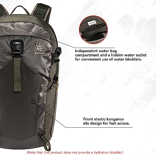 KAILAS Hurricane 20L Small Hiking Backpack Lightweight Daypack for Women Men Travelling Camping Outdoor Trekking Dark Green