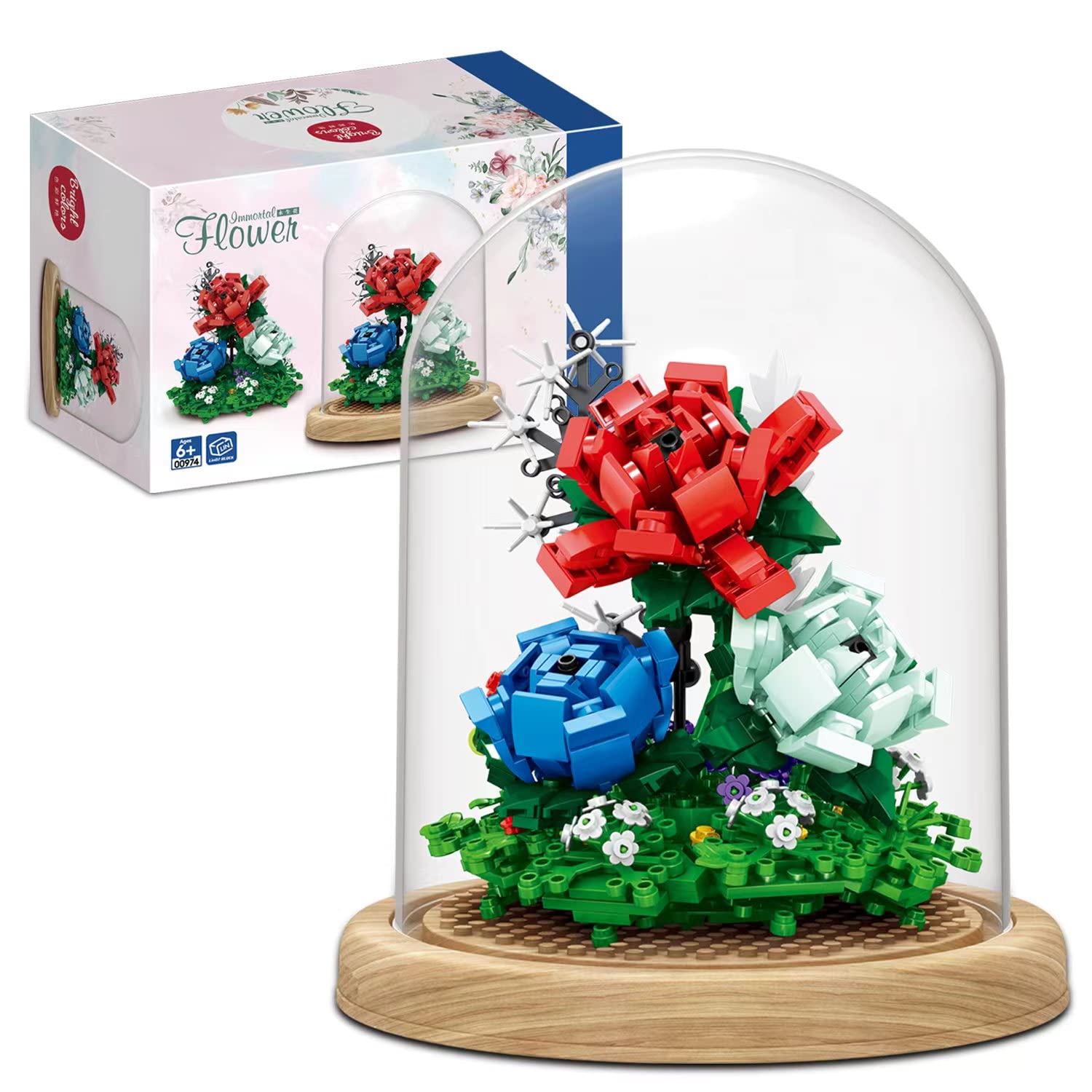 Flower Bouquet Building Kit for Adult, Collection DIY Creative Plant Ideas Display Set Decorate Office Home, STEM Education Construction Building Blocks for Kids Ages 8-12