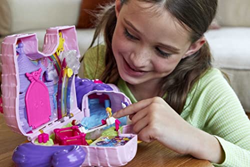 Polly Pocket 2-in-1 Travel Toy Playset, Unicorn Toy with 2 Dolls & 25 Surprise Accessories, Unicorn Party Large Compact