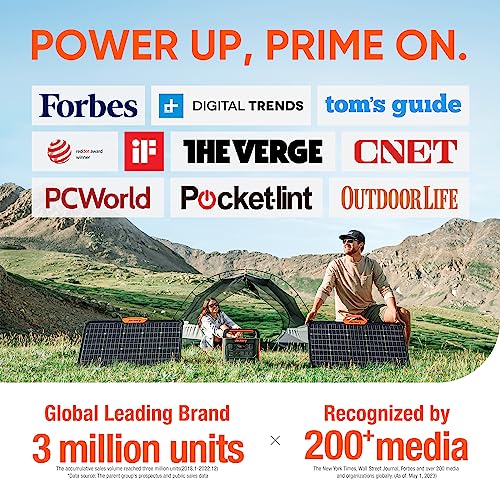 Jackery SolarSaga 100W Portable Solar Panel for Explorer 240/300/500/1000/1500 Power Station, Foldable US Solar Cell Solar Charger with USB Outputs for Phones(Renewed)