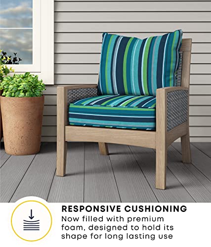 Honeycomb Outdoor Stripe Poolside Deep Seating Patio Cushion Set: Resilient Foam Filling, Weather Resistant and Stylish Set, Seat: 24" W x 23" D x 6.5” T; Back: 27" W x 24” L