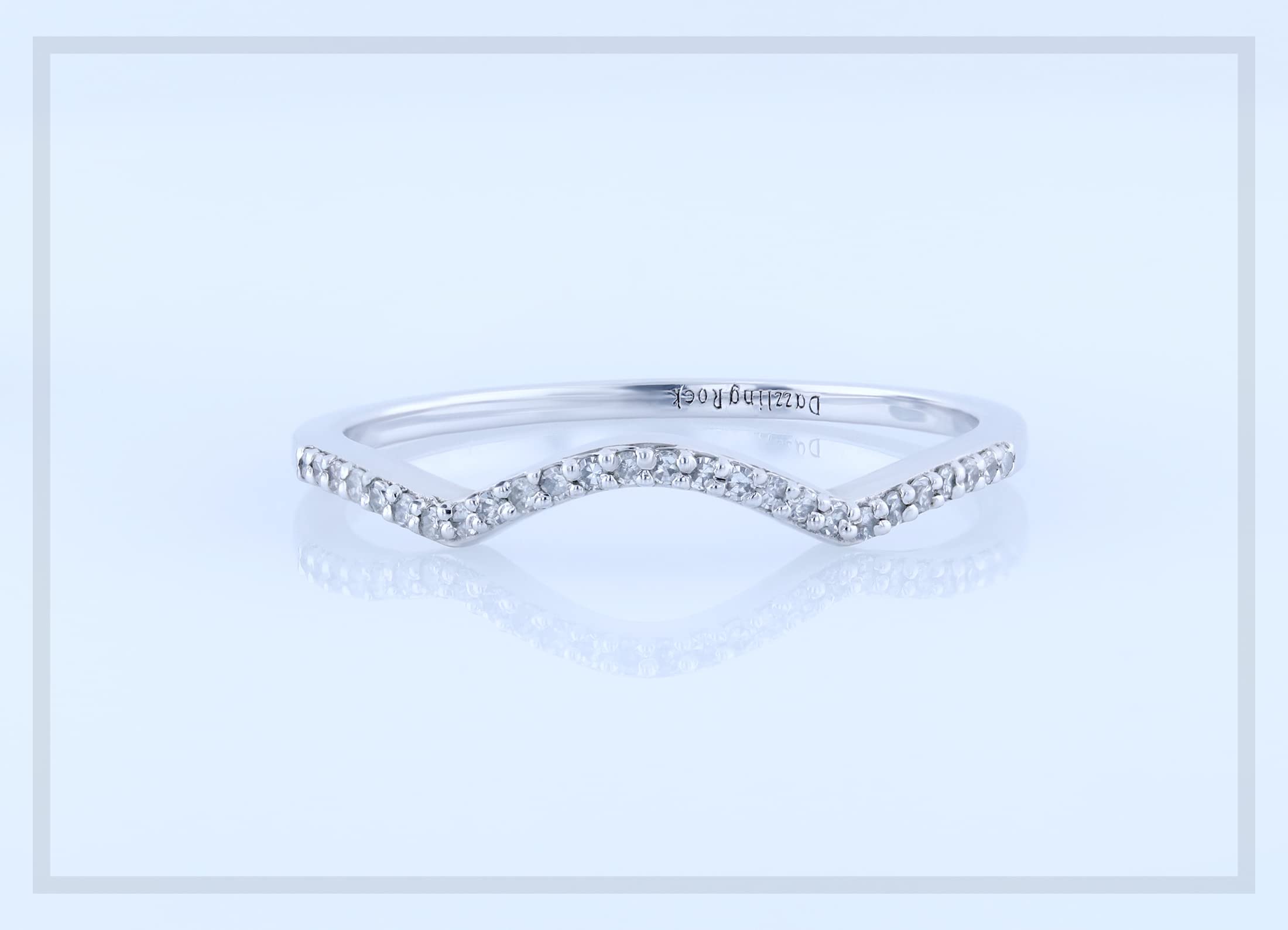 Dazzlingrock Collection 0.12 Carat (ctw) AGS Certified Round White Diamond Ladies Contour Guard Stackable Wedding Band, 10K White Gold, Size 7
