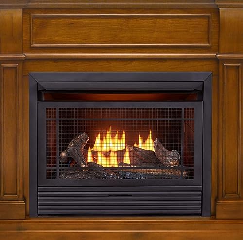 Duluth Forge Dual Fuel Ventless Gas Fireplace System with Mantle, Remote Control, 5 Fire Logs, Use with Natural Gas or Liquid Propane, 26000 BTU, Heats up to 1350 Sq. Ft., Apple Spice