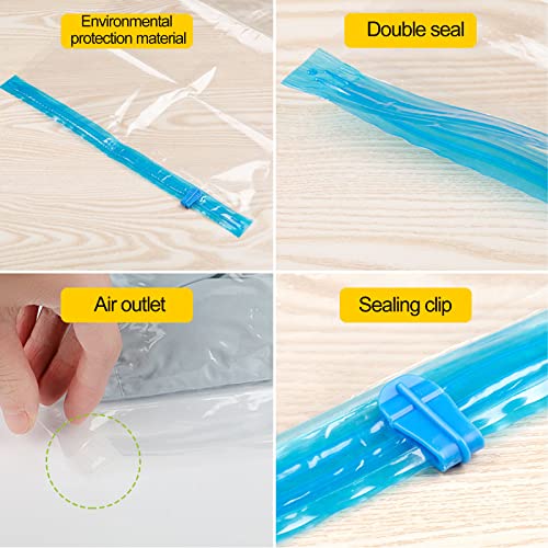 HANTURE 10Pcs Vacuum Travel Compression Bags Reusable Rolling Travel Space Saver Bags for Packing Suitcases Waterproof Clear Travel Storage Organizers Sacks, 13.7x19.6inch