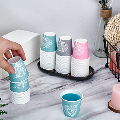LITOPAK 300 Pack 3 oz Disposable Bathroom Cups, Colorful Disposable Mouthwash Cups, Small Disposable Cups, Mini Paper Cups for Parties, Picnics, Barbecues, Travel and Events.