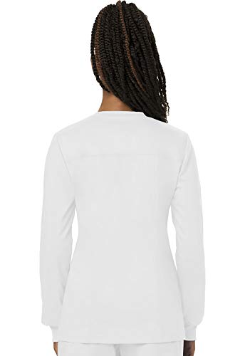 Snap Front Scrub Jackets for Women, Workwear Revolution Soft Stretch WW310, L, White