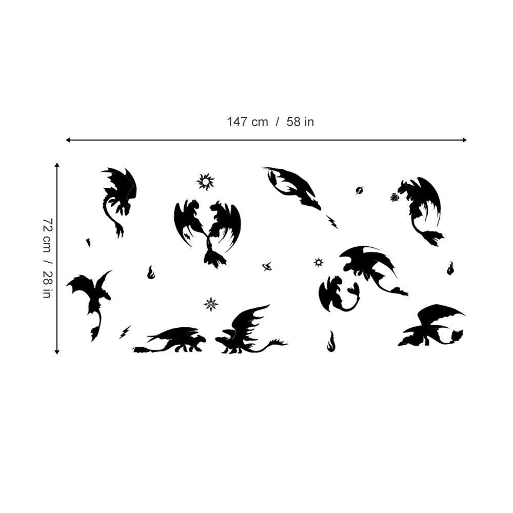decalmile Black Dragon Wall Stickers Halloween Wall Decals Boys Room Baby Nursery Wall Decor