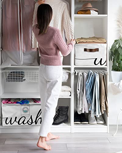 Laundry Room Storage Bins 1 Pack, Large Waterproof Storage Baskets for Shelves Closet, Washing Machine to Washing Clothes Storage Basket Foldable Storage Box Cube Storage Organizer with Handles