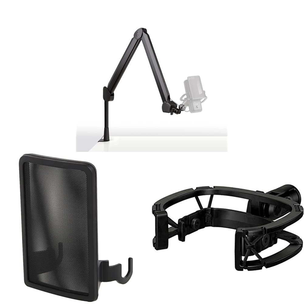 Elgato Wave Mic Arm - Premium Broadcasting Boom Arm & Wave Pop Filter: Anti-Plosive Noise Shield Eliminates Pops and Hisses & Wave Shock Mount: Maximum Isolation from Vibration Noise