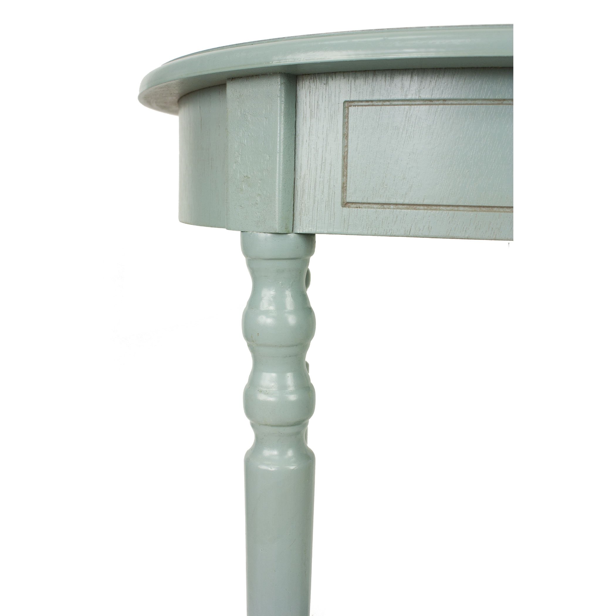 Decor Therapy Simplify Oval Wood Shelf Accent Table, 18.31 in x 22.05 in x 8.07 in, Antiqued Iced Blue