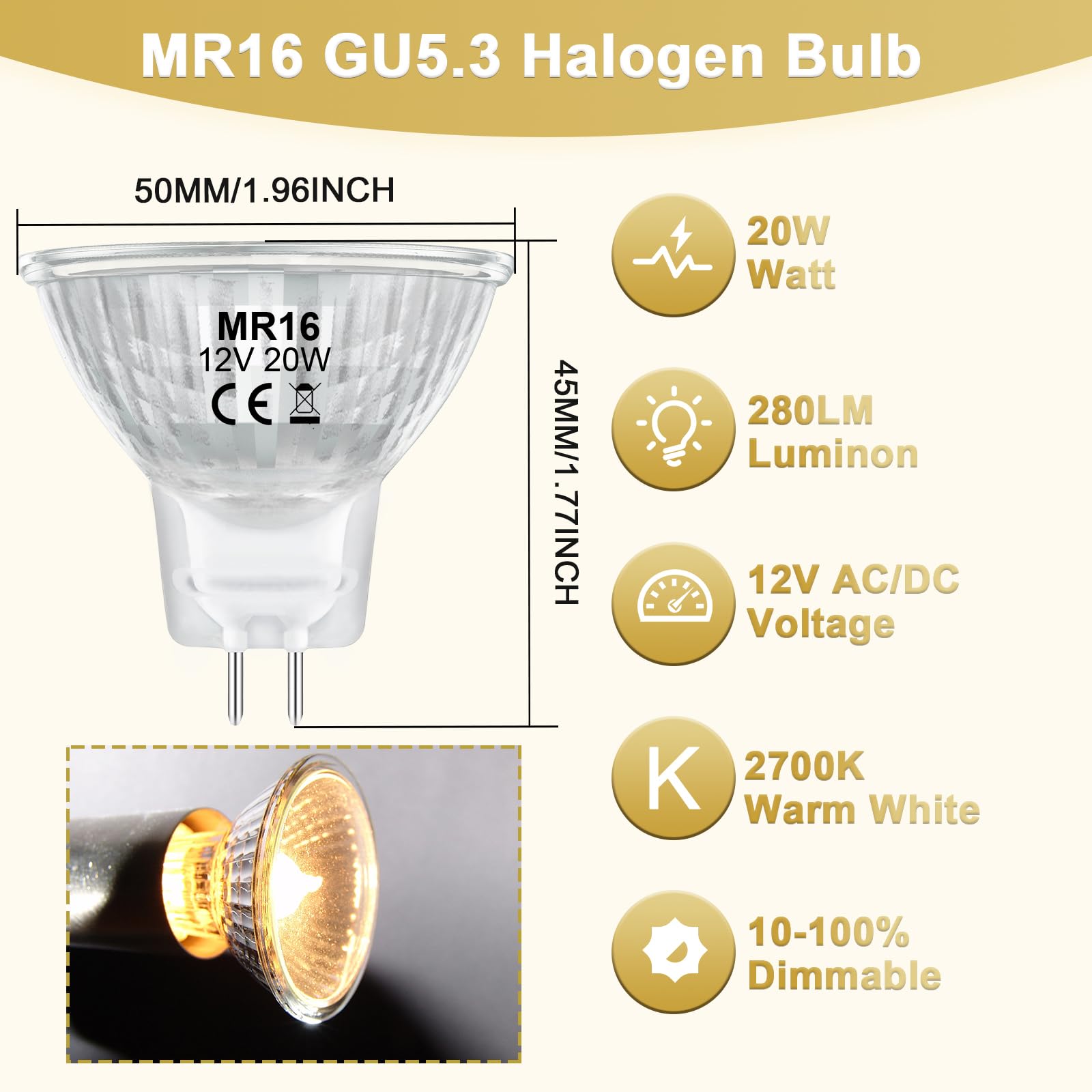 DUMILOO G8 Halogen Bulb 20W 120V G8 Base Bi-Pin Xenon Light Bulb T4 JCD Type Dimmable Warm White Under Cabinet Puck Lighting Replacements (12 Pack)