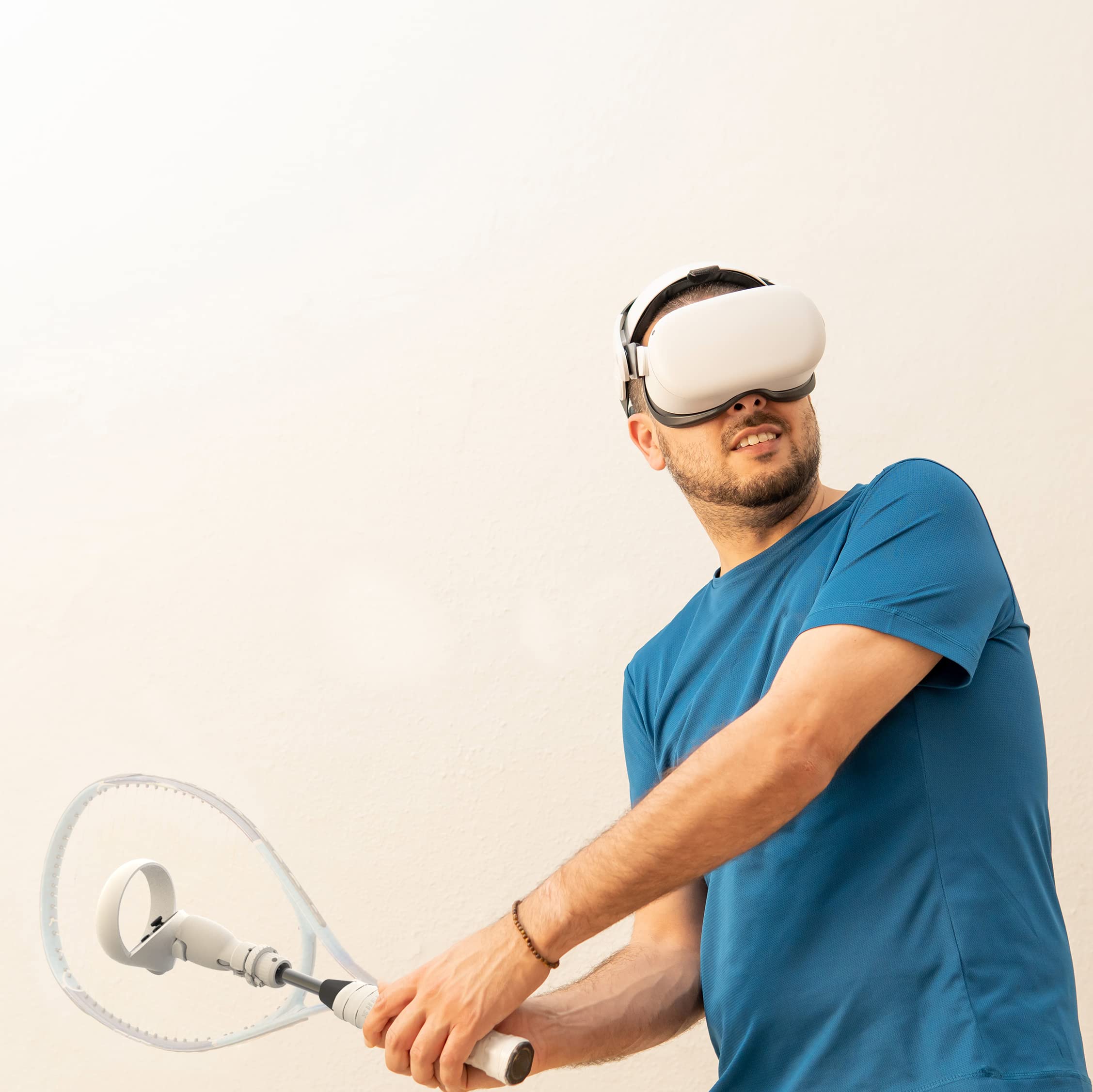 HelloReal VR esports Tennis Controller Accessories Compatible with Meta Quest 1, 2, Pro (47, White)