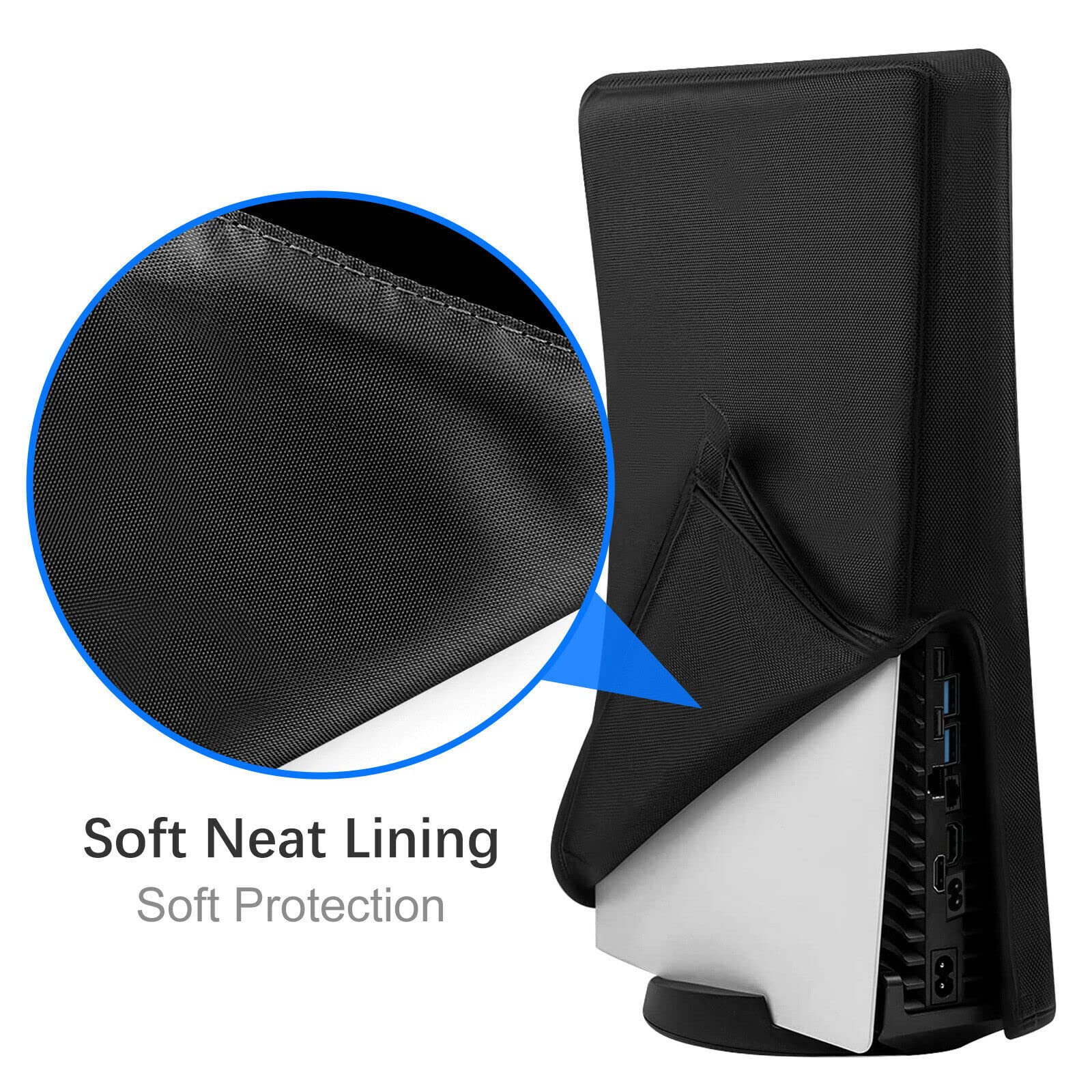 Dust Cover For PS5 Console, Oxford Fabric Anti-Scratch Waterproof Dust Guard With Back Cable Port For SONY Playstation 5 Console Digital & Disk Version Accessories (Grey)