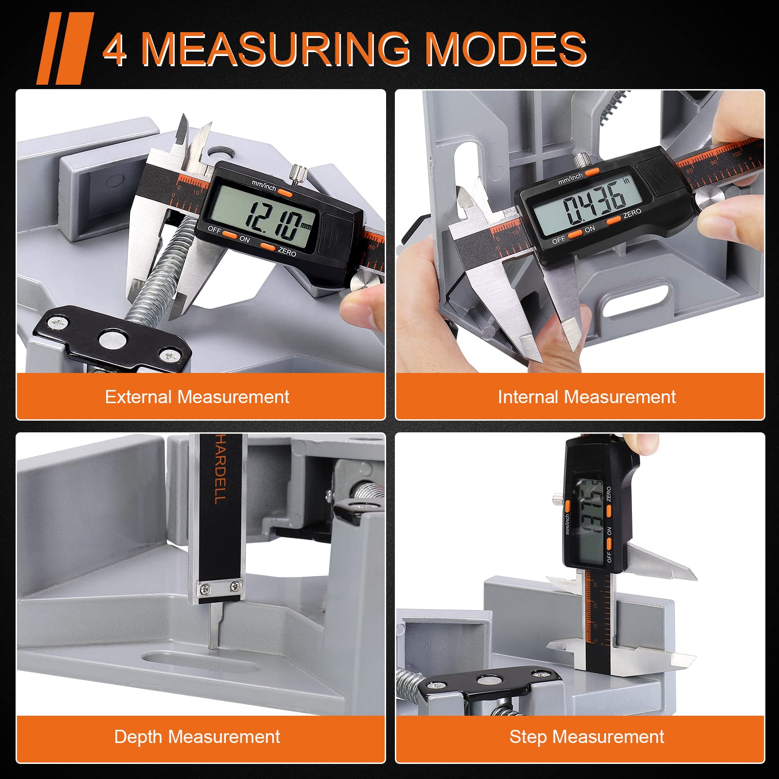 HARDELL Digital Caliper 6 Inch with Large LCD Screen，Calipers Measuring Tool with Auto-Off Feature, Inch/Millimeter Conversion, Electronic Vernier Caliper Micrometer for Jewelers/Woodworkers/DIY
