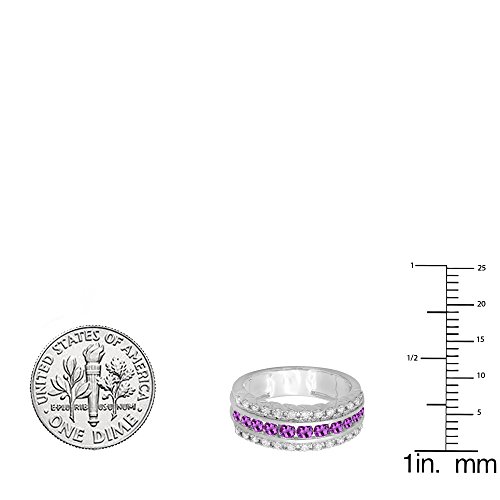 Dazzlingrock Collection Round Amethyst & Diamond Engagement Ring for Women in 10K White Gold, Size 5.5