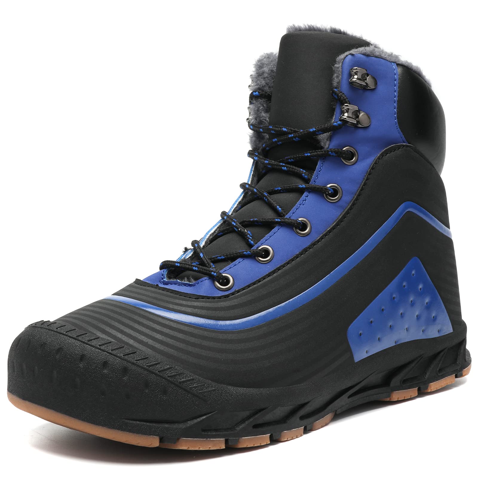 Dahocri Men’s Snow Boots, Insulated Waterproof Winter Shoes Warm Fur Lined Anti-Slip Ankle Boot for Hiking, Backpacking and Construction - Blue 43