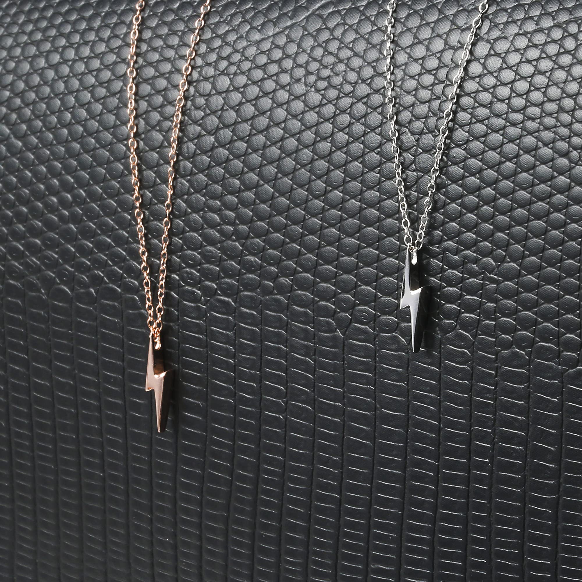 Delicate Minimalist Geometric Zig Zag Flash Lightning Bolt Pendant Necklace For Women For Teen 14K Gold Plated .925 Sterling Silver