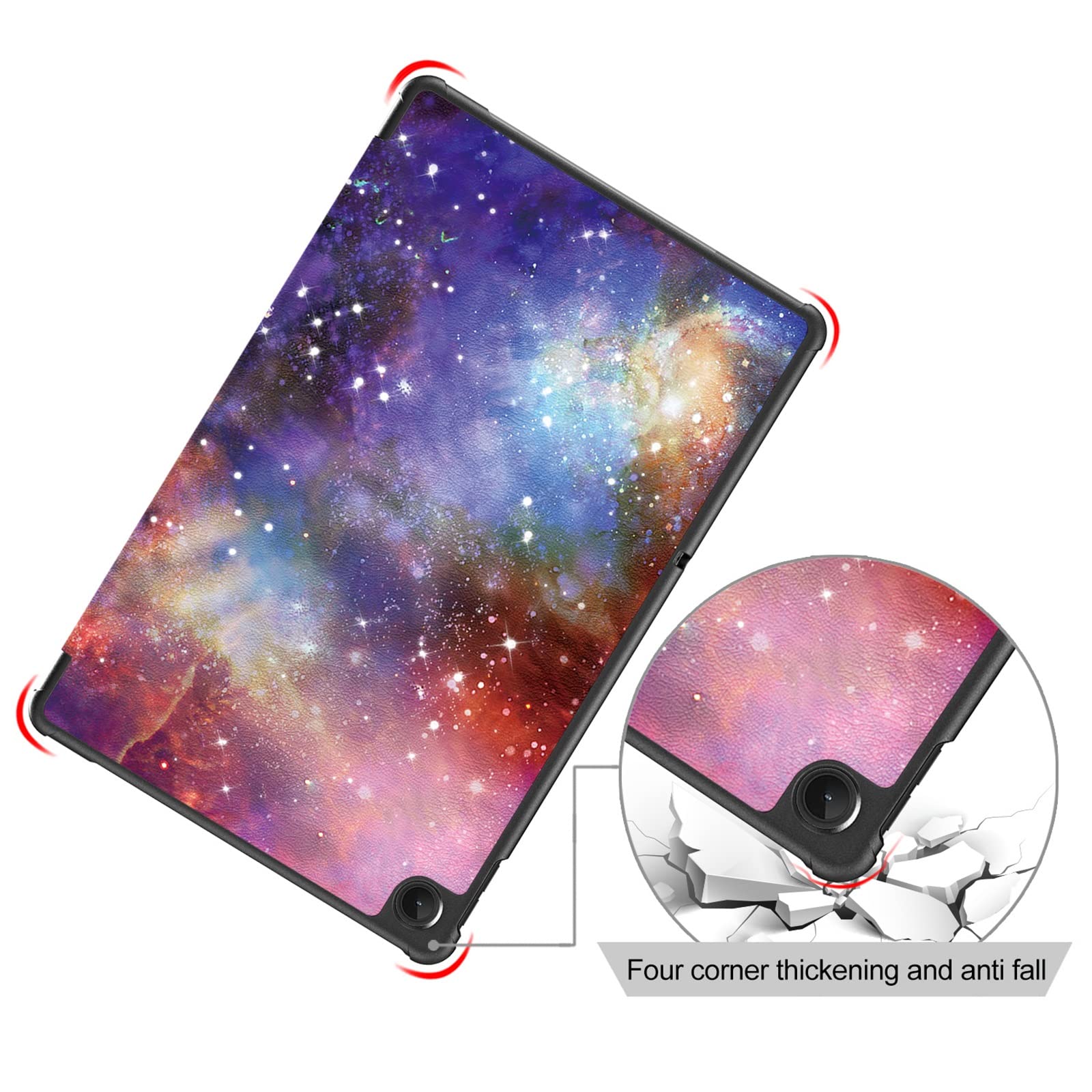 DETUOSI Slim Smart Case for Lenovo Tab M10 Plus 10.6 inch [3rd Gen] 2022 (TB-125F/TB-128F),【Auto Sleep/Wake】Tri-fold Folio Leather Protective Book Cover with Hard Back Shell + Magnetic Stand#Milky way