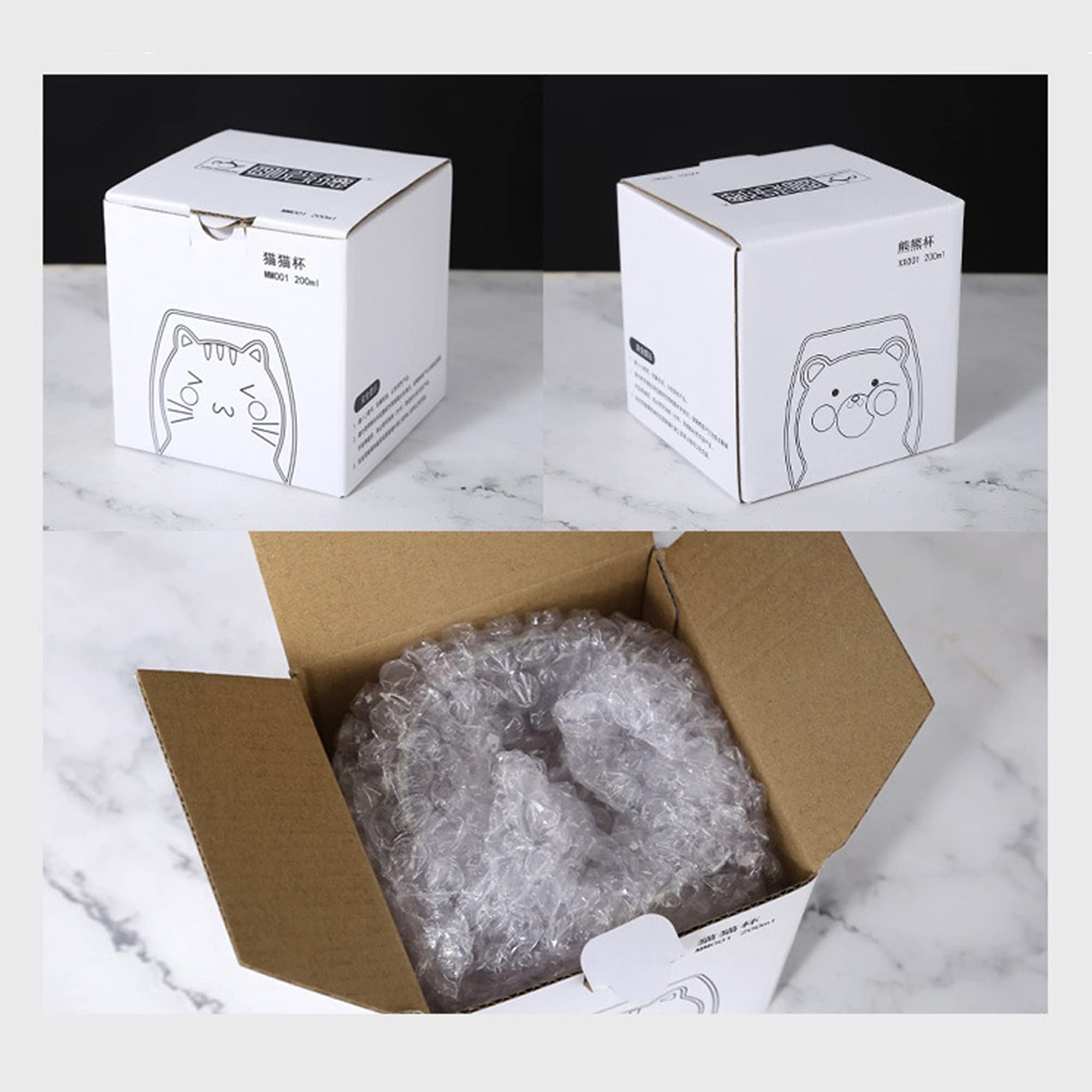 FUTGLOBAL 2 Pack Cute Mugs Glass Double Wall Insulated Glass Set (Bear and Kitten), Muulaii Coffee Cup, Milk Cup, Tea Cup, Best Gift for Office, Birthday, Valentine's Day and Christmas