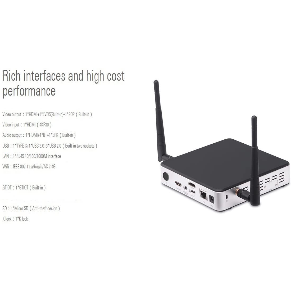 Geniatech APC820 Android 10.0 Smart TV Box Mini PC,Hexa-core Digital Signage Player, 4K HD WiFi Video Player,RK3399 Box PC for Industrial/Commercial