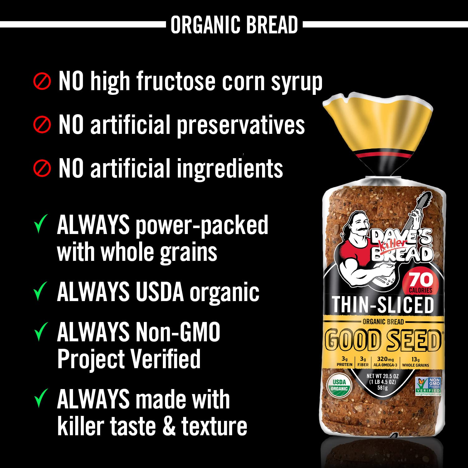 Dave's Killer Bread Good Seed Thin Sliced Organic Bread - 20.5 oz Loaf