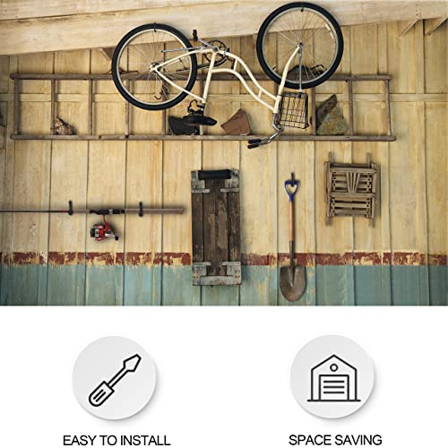 KURUI Bike Hooks for Garage Wall, 6 Pack Heavy Duty Bicycle Hangers for Hanging with PVC Coating, Wall Mount Bicycle Storage for Ceilings, Space Saving Utility Organizer for Basement Warehouse