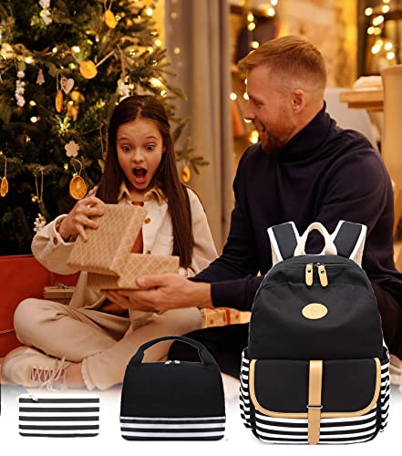 Lmeison Cow Print Backpack with Lunch Bag & Cute Backpack for Teen Girls with Lunch Bag