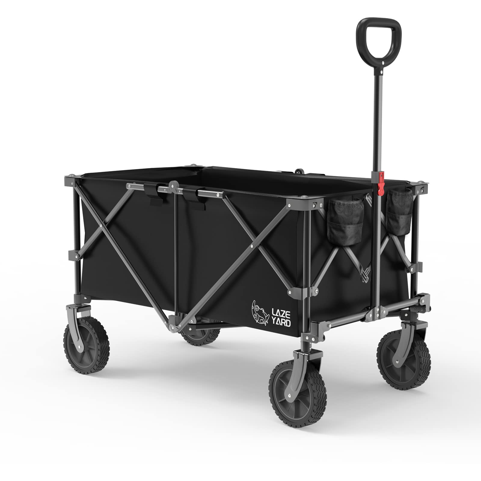 Collapsible Double Decker Wagon,Heavy Duty Foldable Wagon Cart with Extendable Tailgate,330lbs Capacity Folding Beach Wagon with All-Terrain Big Wheels,Utility Cart for Garden Sport Shopping Camping