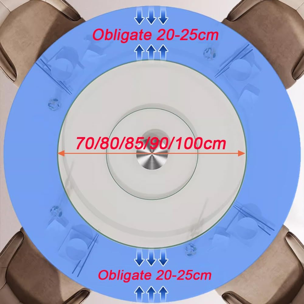 Lazy Susan Turntable Round Tabletop Rotating Serving Tray,27/32/36inch Dining Table Serving Plate With Aluminum Alloy Bearing,Transparent (Size : 90cm/36in)