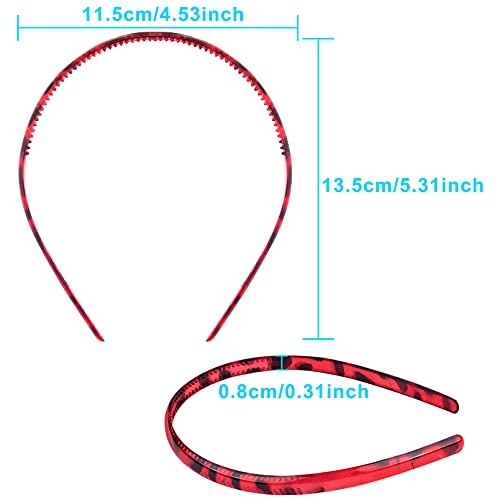Duufin 30 Pieces Plastic Headbands, Thin Plain Plastic Headband with Teeth, Colorful Plain Headbands 0.8cm, for Girls and Women, 30 Colors