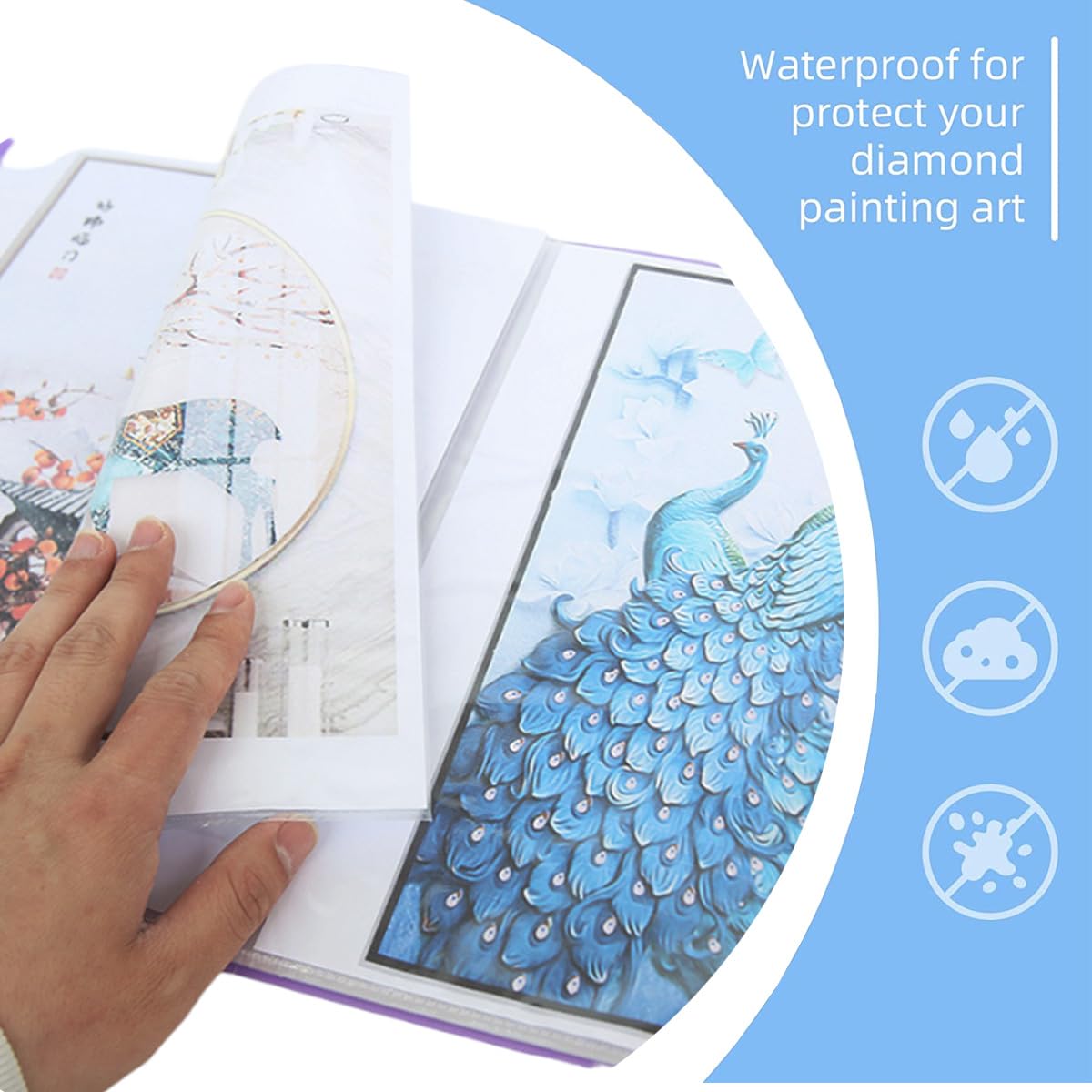 Mayibuluo 2PCS A4 Diamond Painting Storage Book, Diamond Painting Folder, 40 Pockets Diamond Painting Storage Book,Hold Up to 80 Diamond Paintings