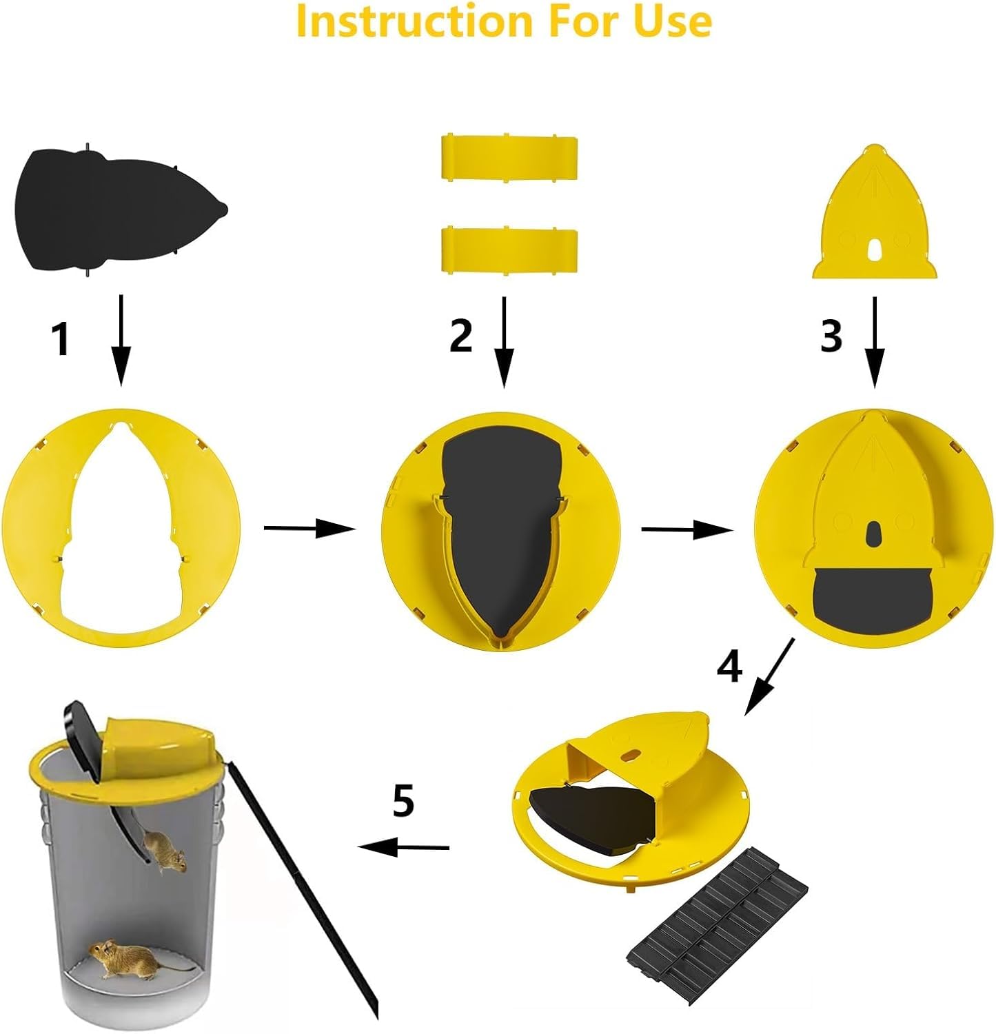 Mice Mouse Trap Bucket Lid,Mouse Trap Bucket Flip Lid,Auto Reset Multi Catch Humane Rat Trap for Indoor Outdoor | 5 Gallon Bucket Compatible |Mouse Rat Trap Bucket Lid (3Pack)