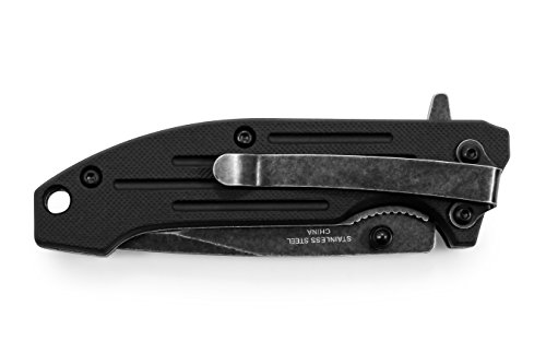 Kuuma Camco Manufacturing 51912 Knife, 6-1/2" Folding, 3-5/8" Closed, Spring Assist, Black,One Size